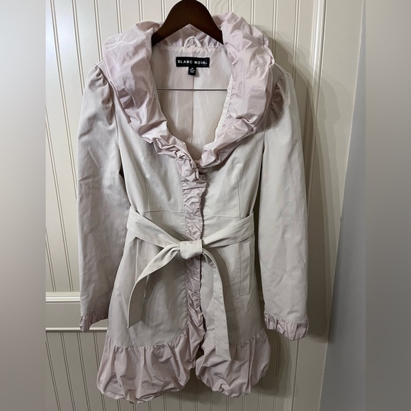 blanc noir | Jackets & Coats | Blanc Noir Belted Ruffle And Draped ...